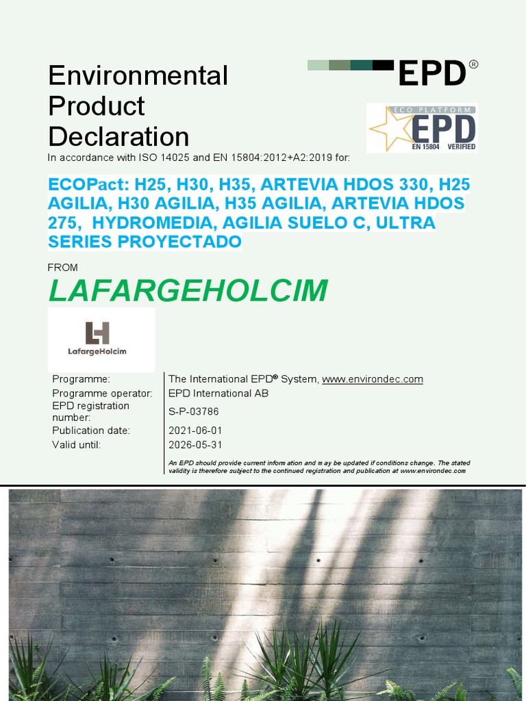 EPD Lafarge Hydromedia EcoPact | PDF | Concrete | Life Cycle Assessment