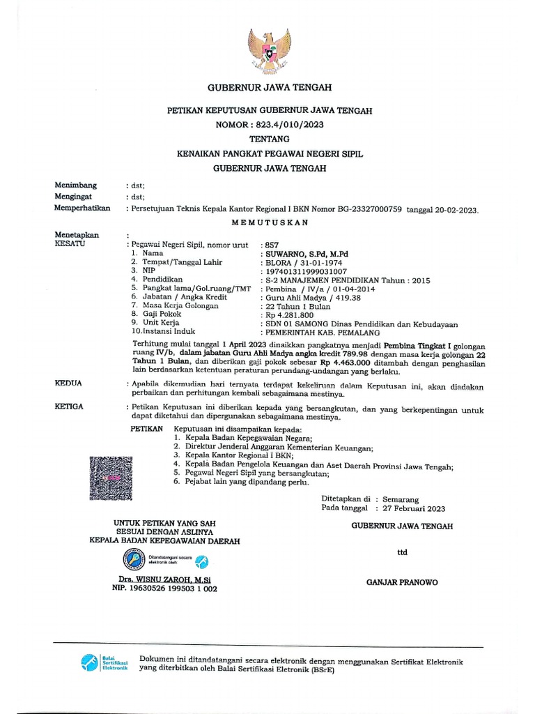 SK Terakhir 4B Suwarno | PDF