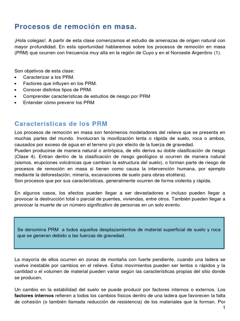 Procesos de Remocion en Masa PRM | PDF | Suelo | Temblores