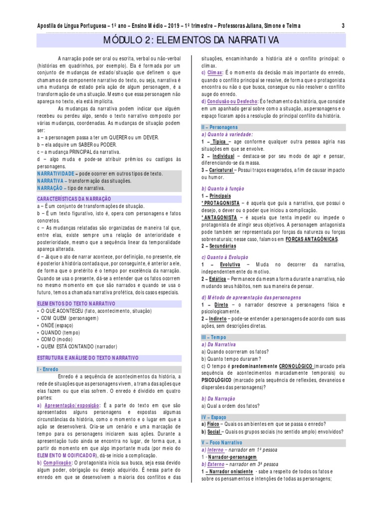 Elementos da Narrativa e Estrutura | PDF | Narrativa | Tempo