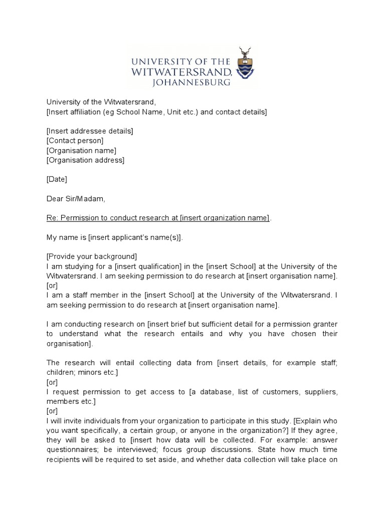 Example of A Letter Requesting Permission - Revised Nov 22 | PDF ...