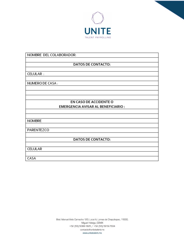 Informacion de Contacto | PDF