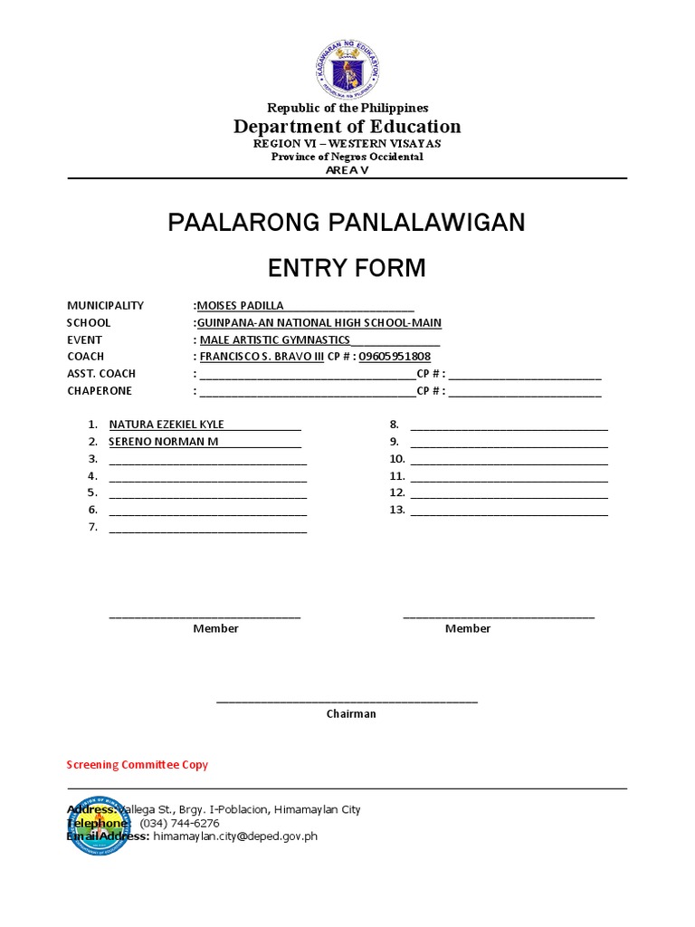 SPORTS EVENT ENTRY and CERT FORM | PDF