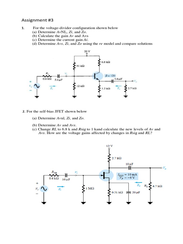 Assignment #3: Avs. How Are The Voltage Gains Affected by Changes in Rsig and RL? | PDF