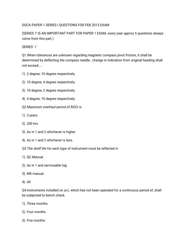 DGCA Question Paper Series I | PDF | Flight Recorder | Compass