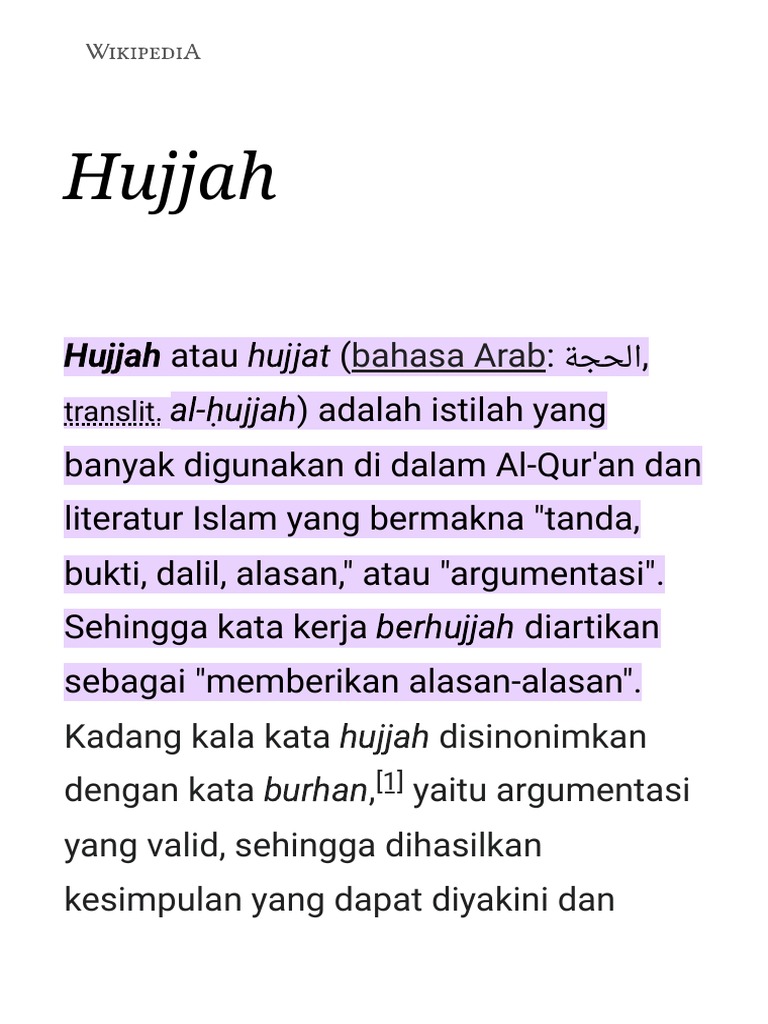 Hujjah - Wikipedia Bahasa Indonesia, Ensiklopedia Bebas | PDF | Filsafat