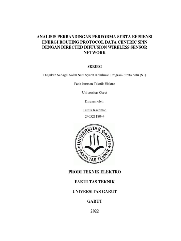 Analisis Perbandingan Performa Serta Efisiensi Energi Routing Protocol Data Centric Spin Dengan ...