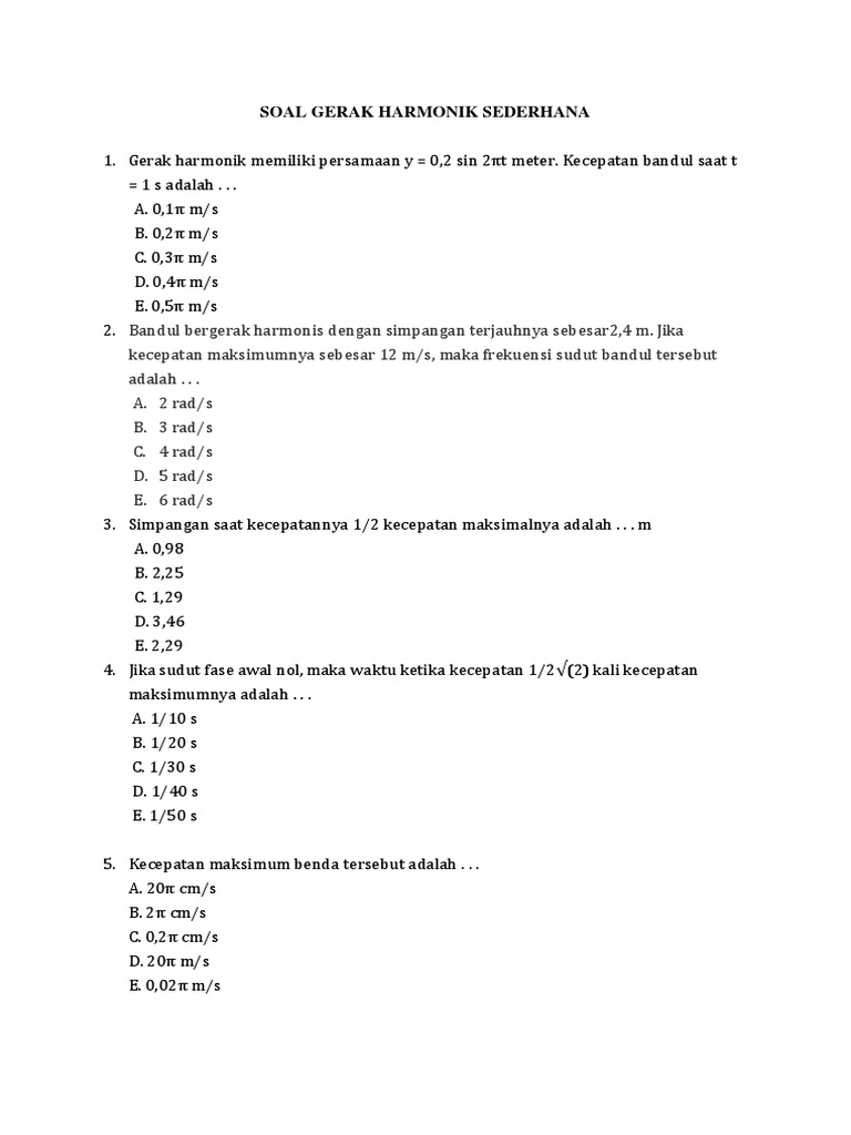 Soal Gerak Harmonik Sederhana | PDF