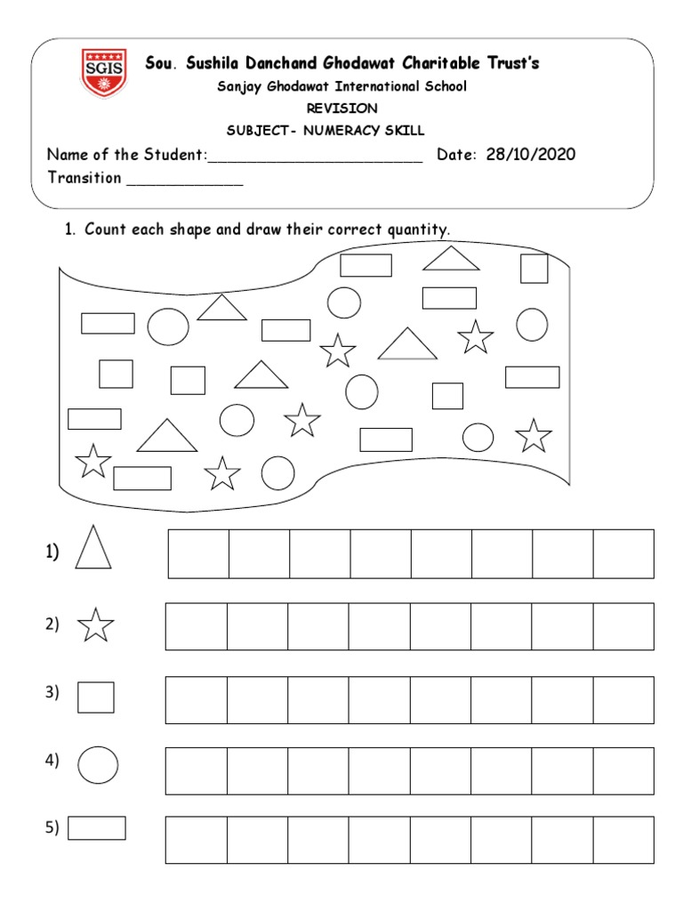 Transition Numeracy Worksheet - 1 | PDF | Career & Growth | Teaching ...