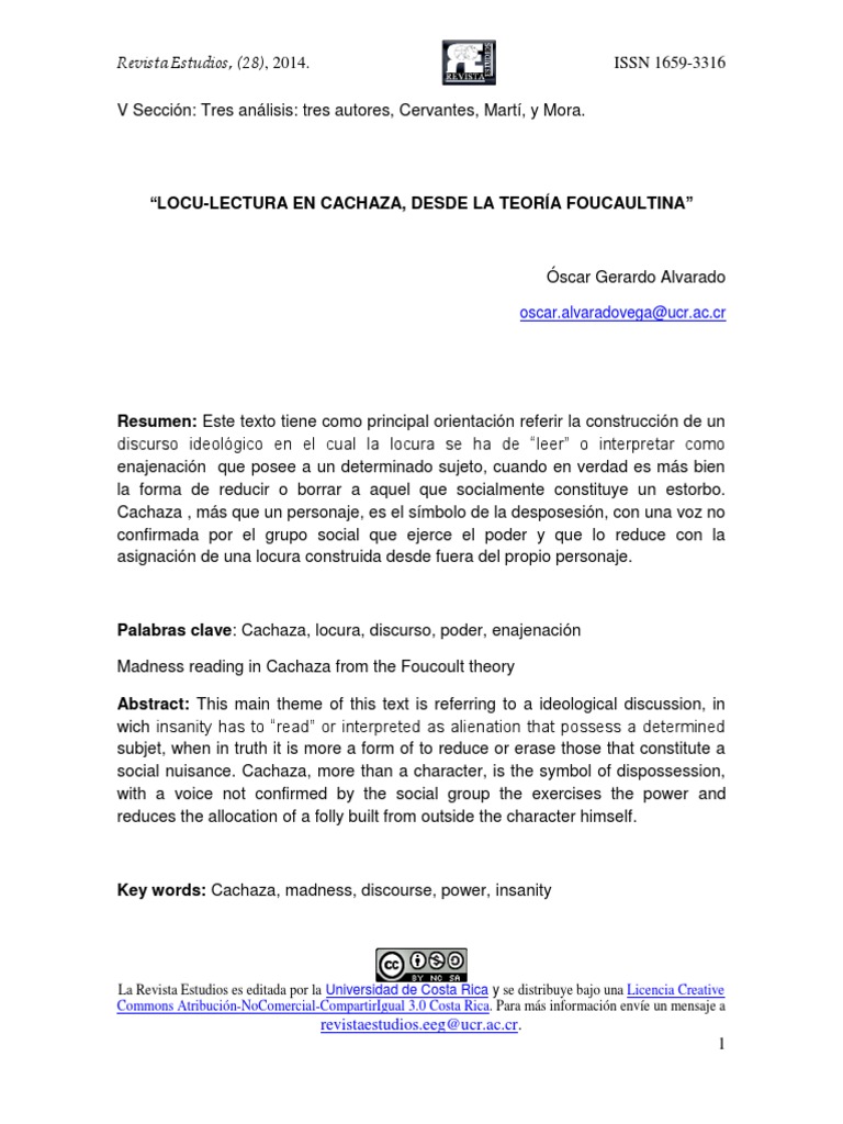 Locu-Lectura en Cachaza, Desde La Teoría Foucaultina | PDF | Locura | Michel Foucault