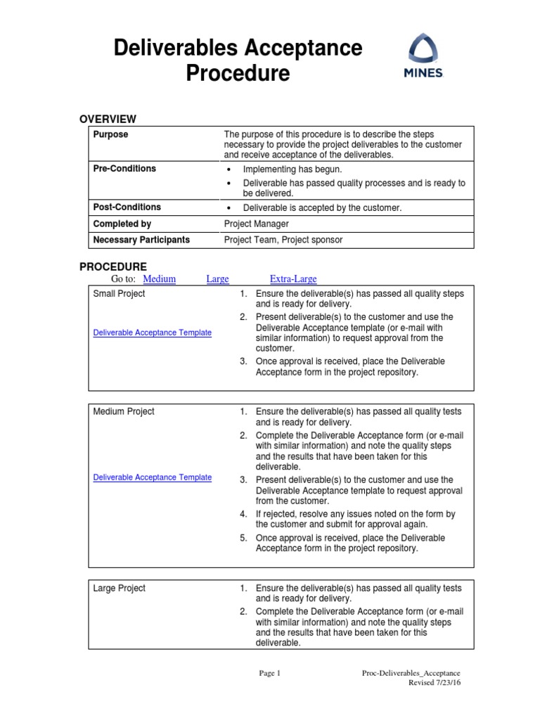 Proc-Deliverables Acceptance | PDF | Computing | Information Technology ...