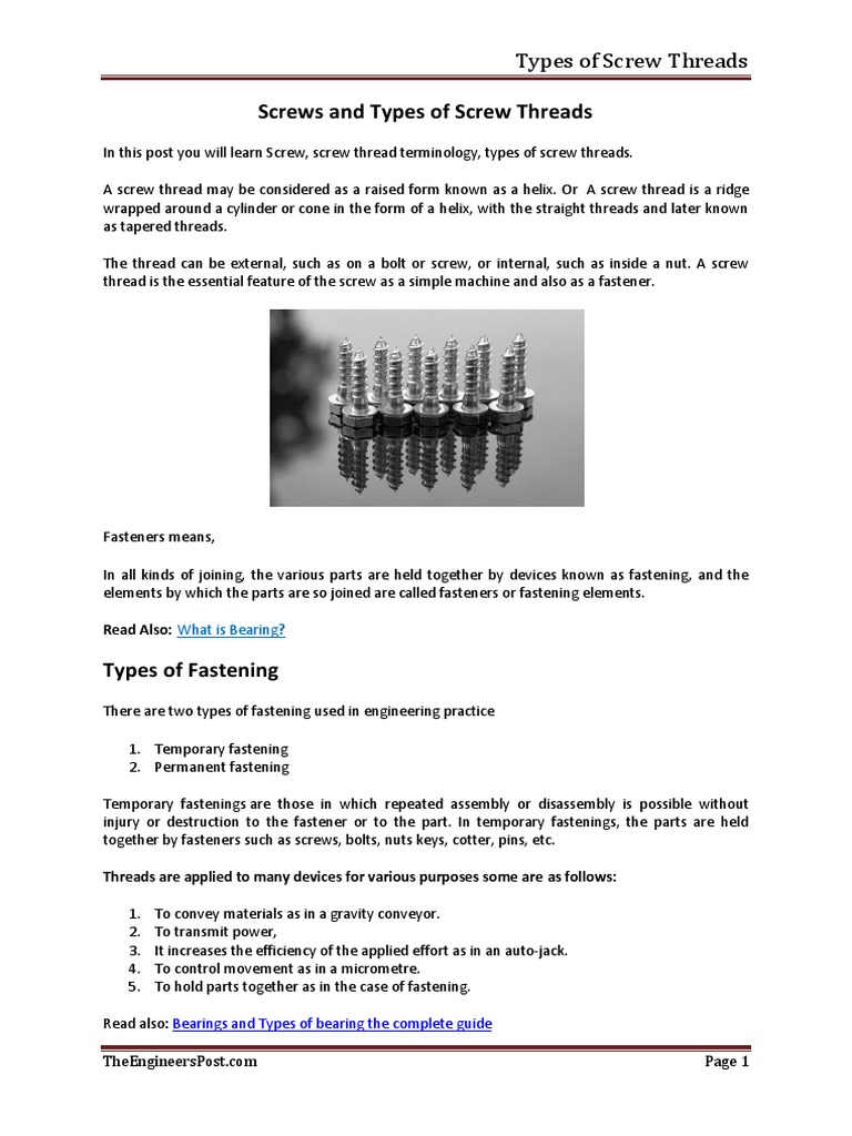 Screw Thread Terminology | PDF | Screw | Mechanical Engineering