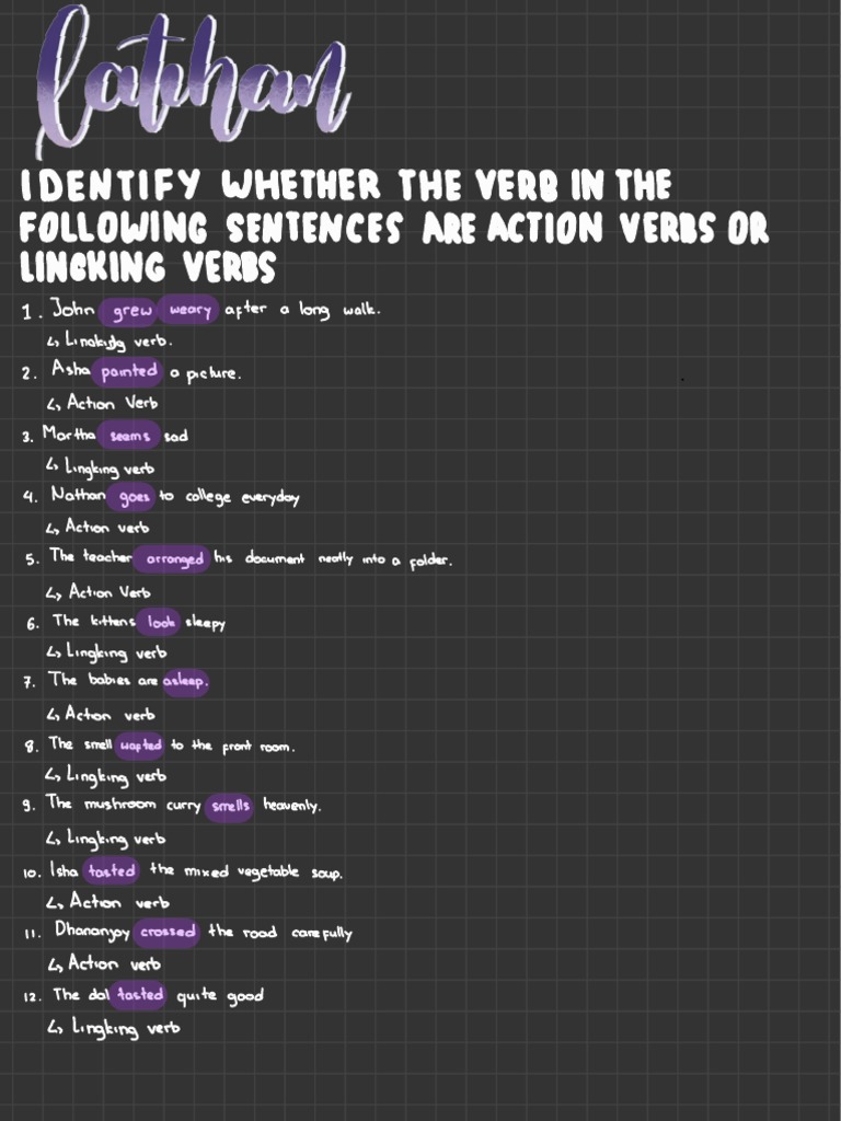 Identify Following OR: Whether The Verb in The Sentences Are Action ...