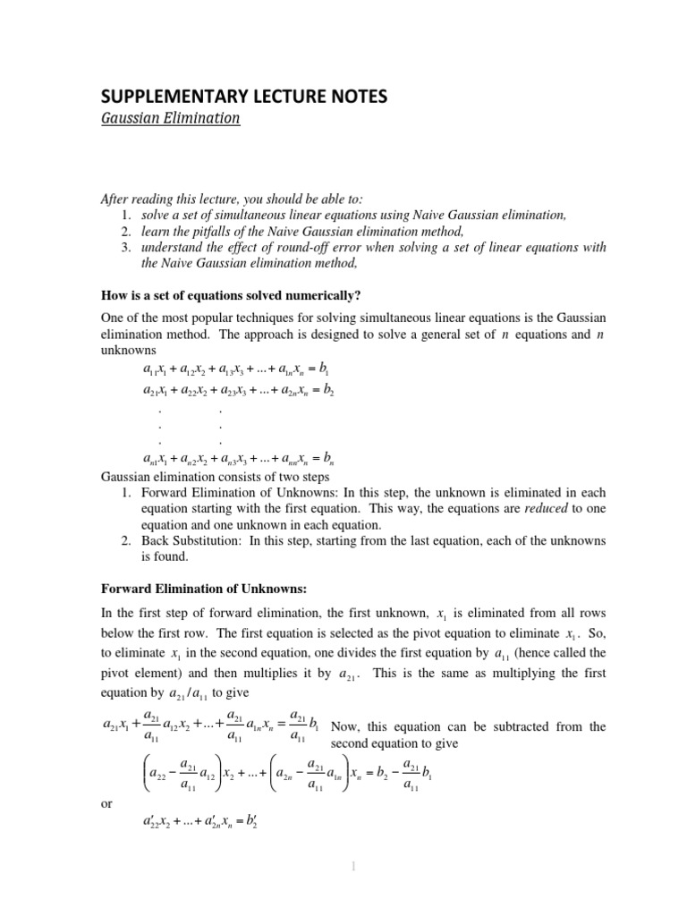 1.1.naive Gaussian Elimination | PDF | Numerical Analysis | Equations