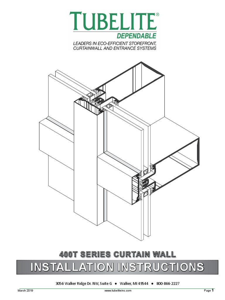Installation Instructions: 400T Series Curtain Wall | PDF | Building ...