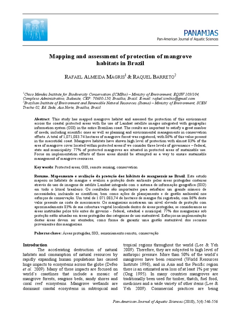 Mapping and Assessment of Protection of Mangrove Habitats U) in Brazil ...