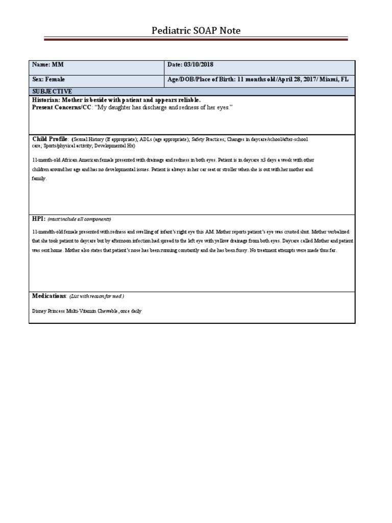Pediatric Soap Notes | PDF | Pregnancy | Asthma