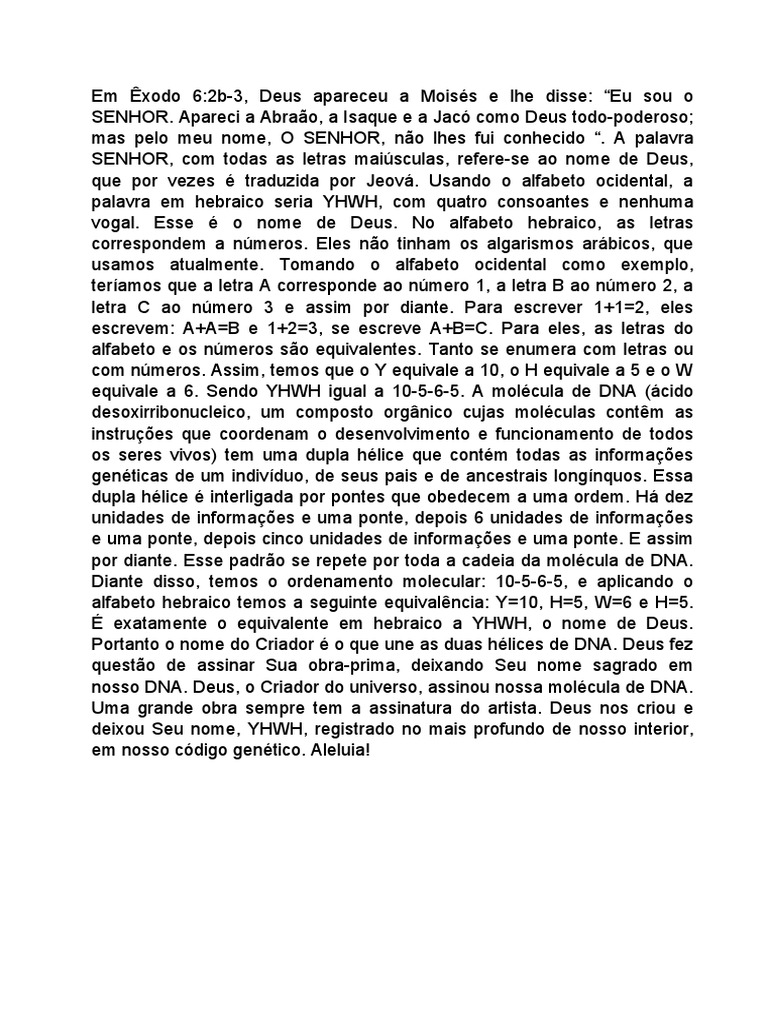YHWH: O Nome de Deus no DNA | PDF