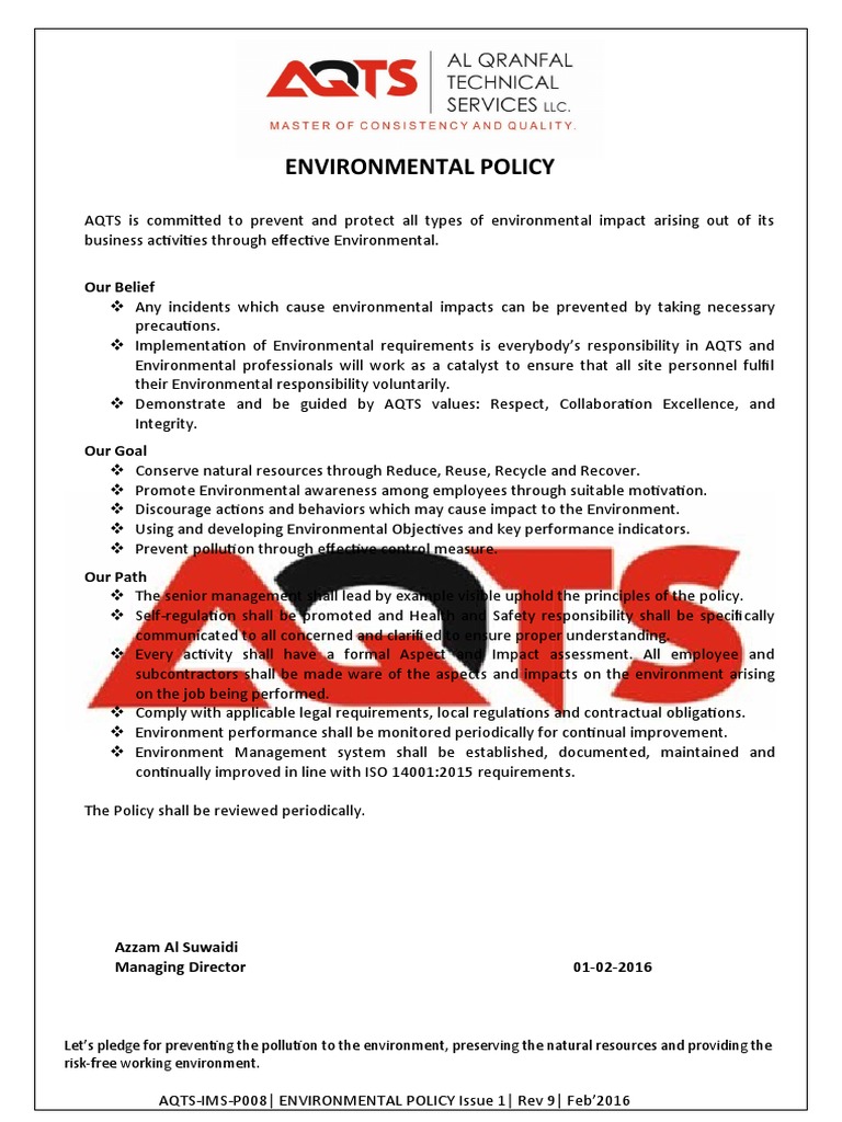 AQTS Environmental Policy Overview | PDF