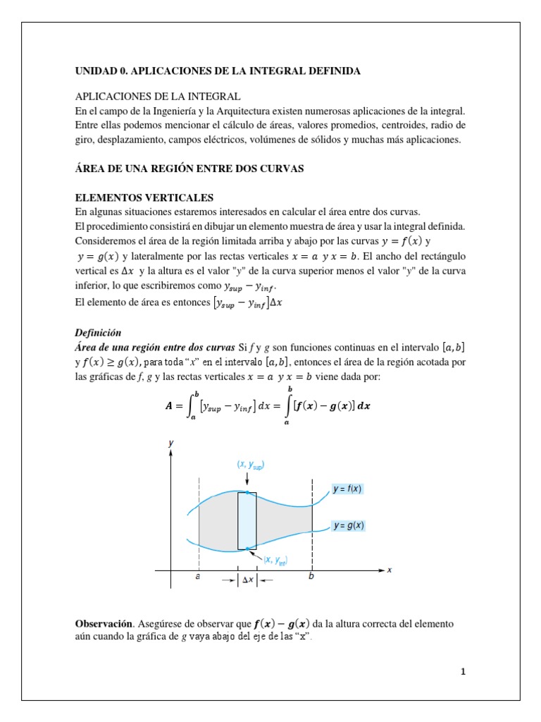 Unidad 0. Aplicaciones de La Integral Definida | PDF | Integral ...