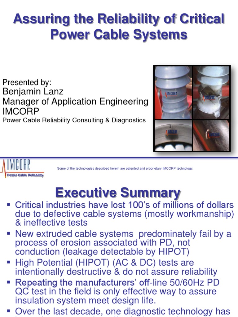 Assuring The Reliability of Critical Power Cable Systems: Benjamin Lanz Manager of Application ...