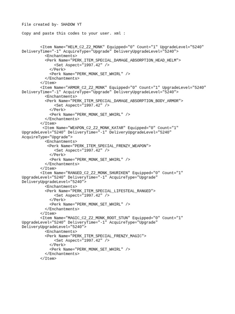 Shadow Fight 2 Monk Set Codes | PDF | Computers