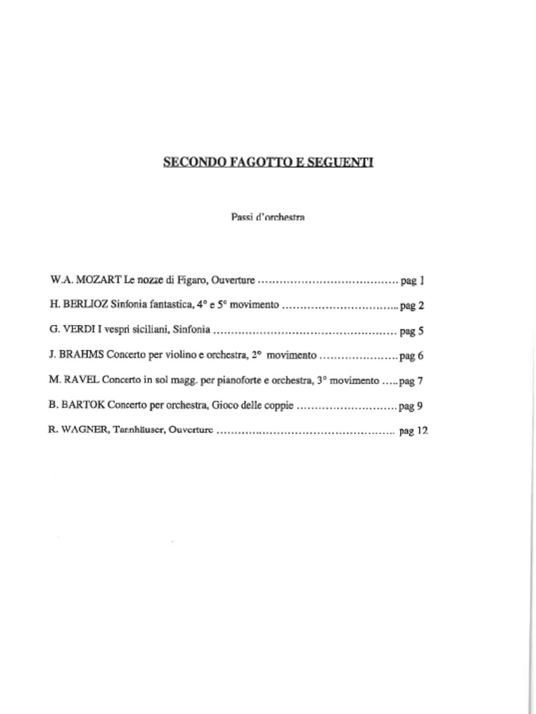 Orchestral Excerpts For Bassoon | PDF