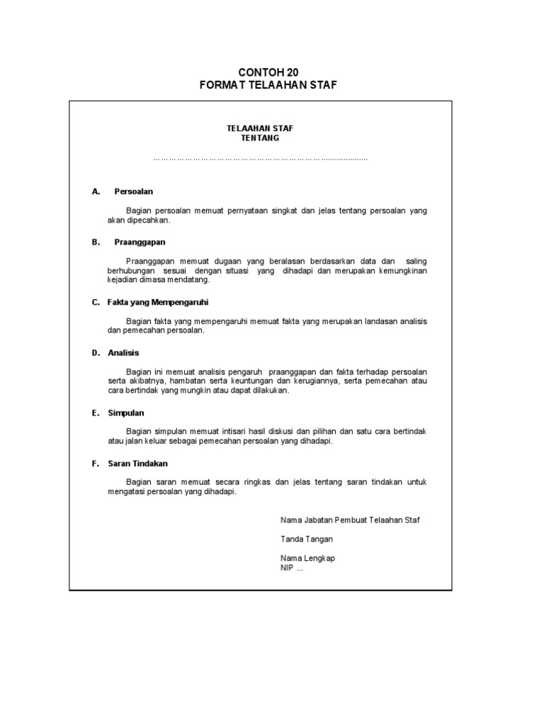 Contoh Telaahan Staf | PDF