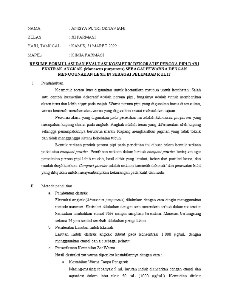 Resume Kimia Farmasi - Anisya Putri | PDF