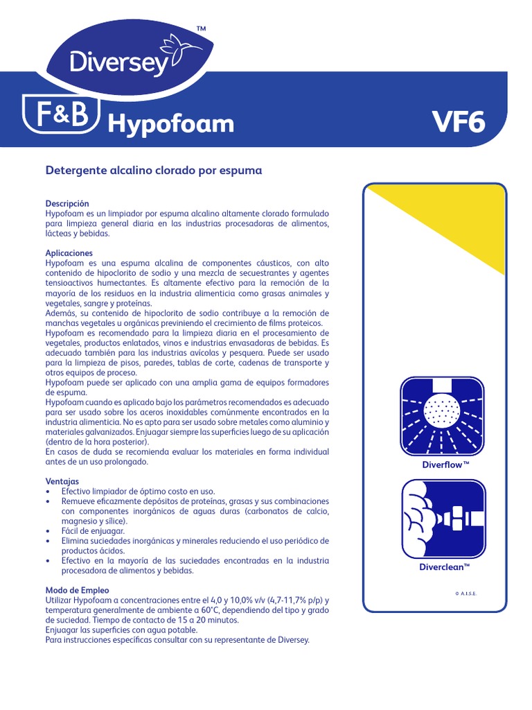LT3D00 - FT HYPOFOAM Detergente Alcalino Clorado, Bidón X 23 KG | PDF ...