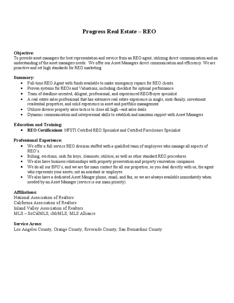REO Services by Progress Real Estate | PDF
