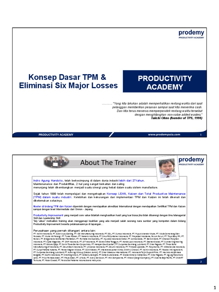 Konsep Dasar TPM dan Manfaatnya | PDF