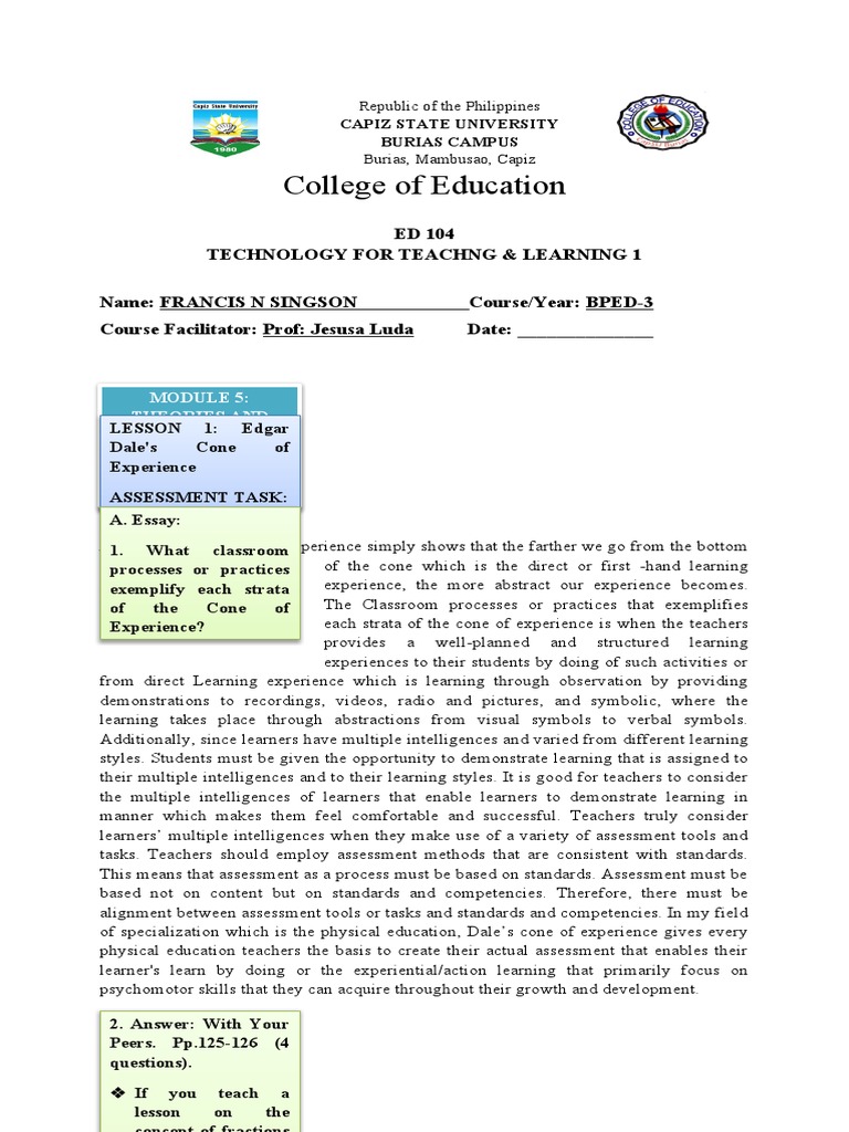Francis Singson ED 104 (MODULE 5-7) | PDF | Educational Assessment | Educational Technology