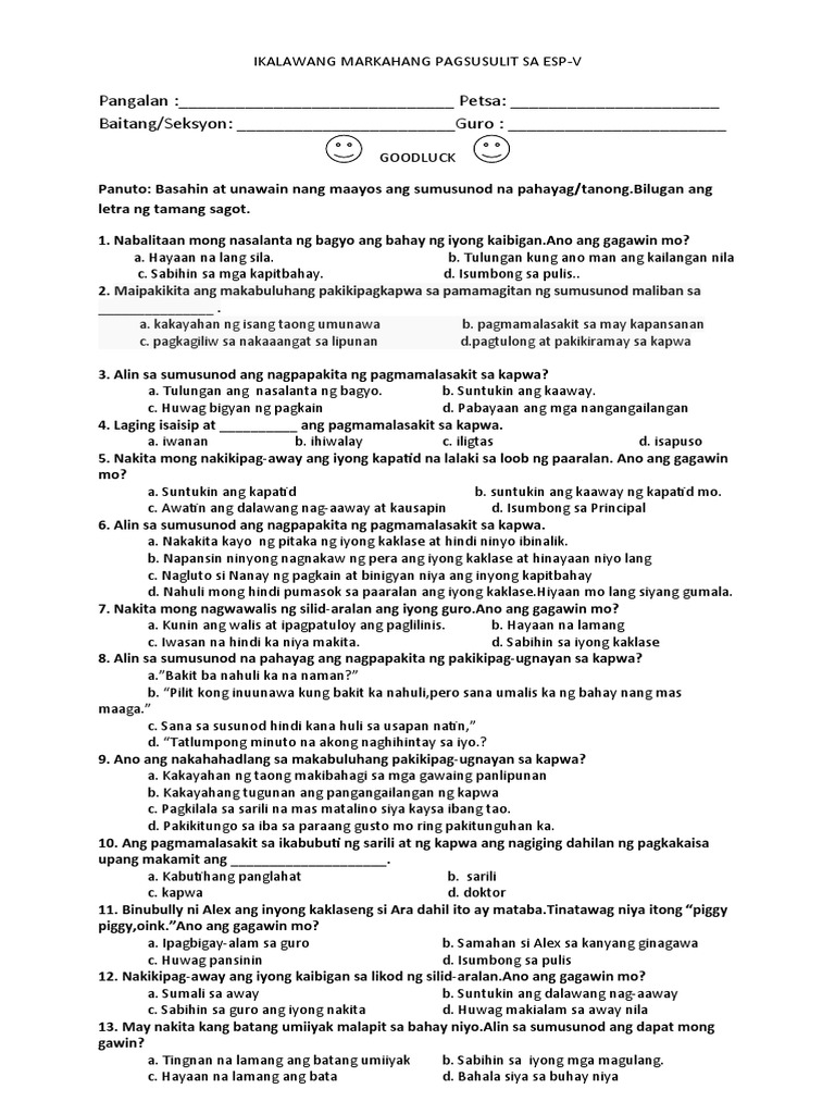 PT - ESP 5 - Q2 Final | PDF