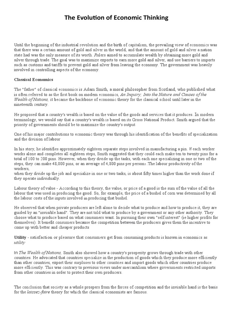 The Evolution of Economic Thinking | PDF | Economics | John Maynard Keynes