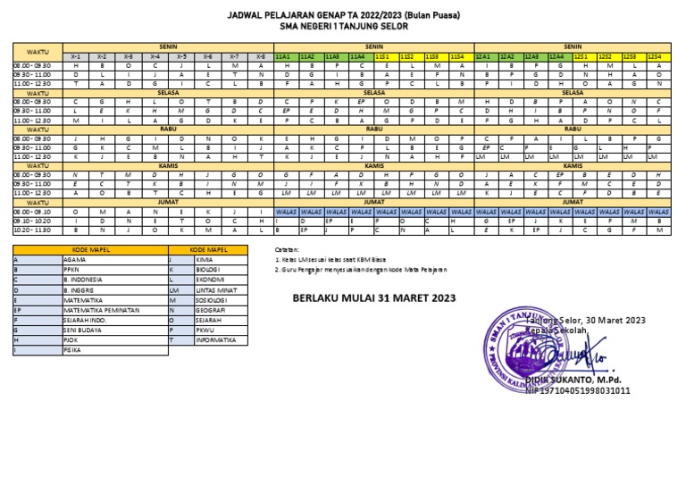Jadwal KBM 2023 (Puasa) ReV | PDF