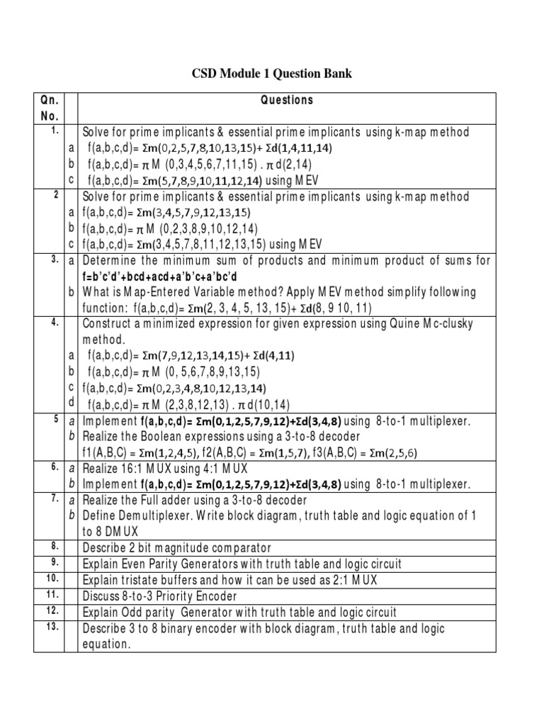 CSD Module 1 Question Bank Solved | PDF | Central Processing Unit ...