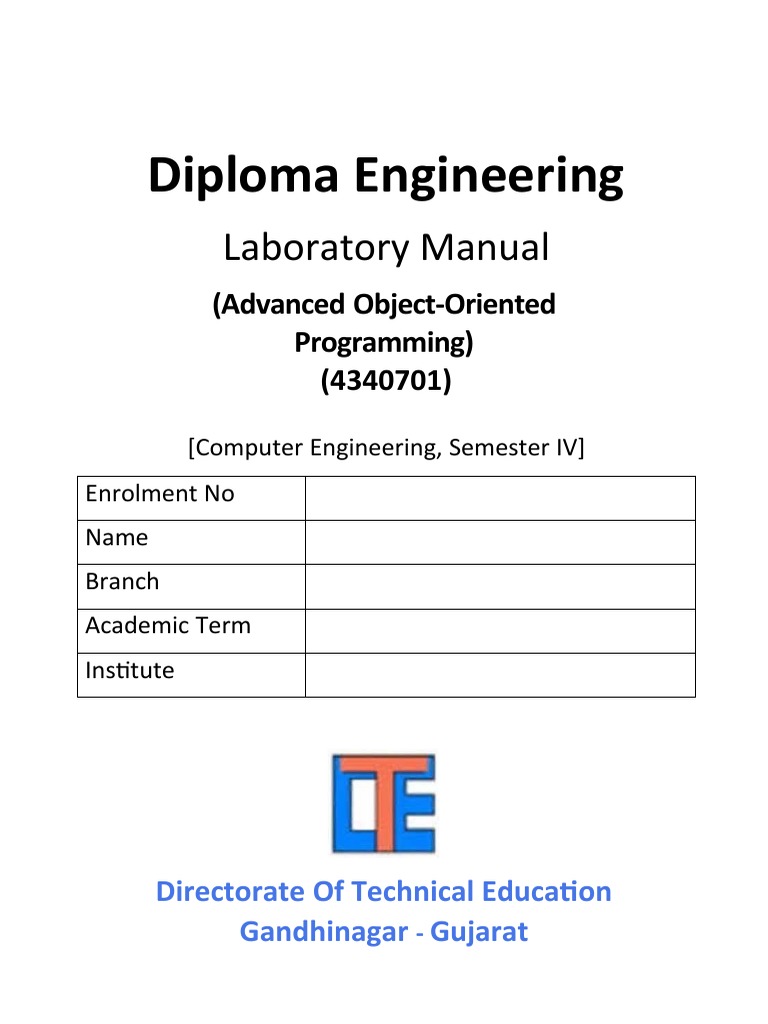 AOOP-4340701-Lab Manual | PDF | Method (Computer Programming) | Class (Computer Programming)