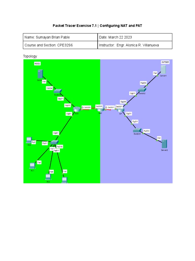 Packet Tracer Exercise 7.1 S6 | PDF | Ip Address | Wide Area Network