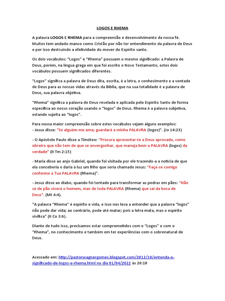 LOGOS Vs RHEMA | PDF