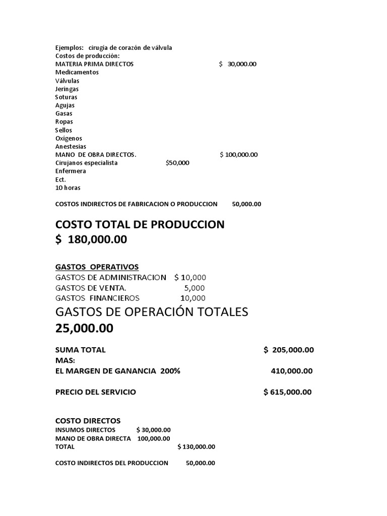 Ejemplos Costos en Salud | PDF | Contabilidad financiera