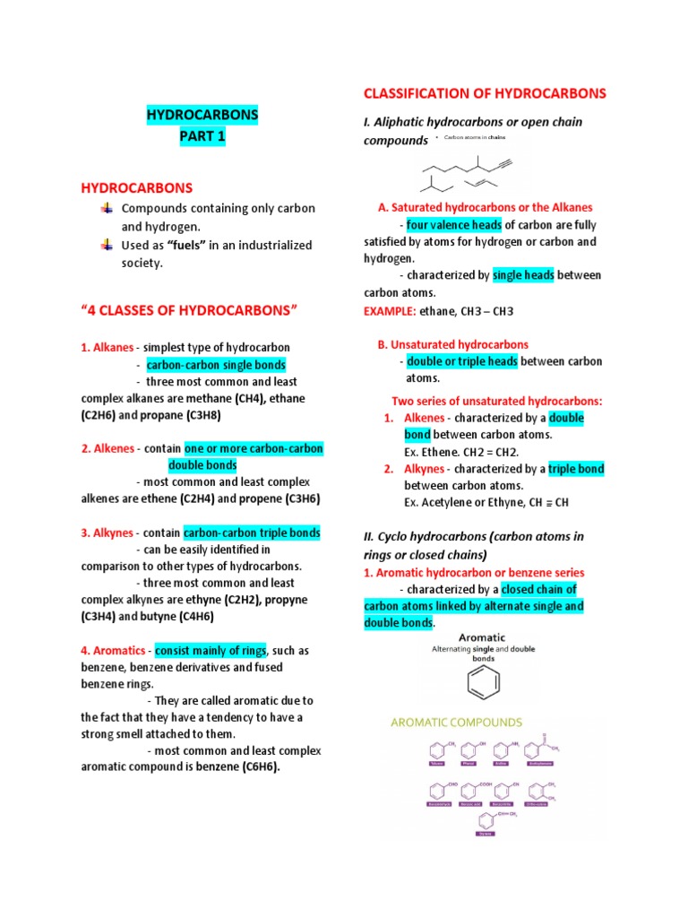 Classification of Hydrocarbons | PDF