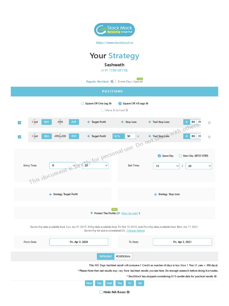 Stock Mock Backtest Index Strategies Pdf Market Economics Financial Markets 