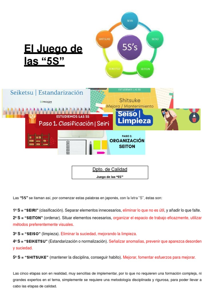 Juego de Las 5S | PDF | Gestión de Procesos de Negocio | Pensamiento ...