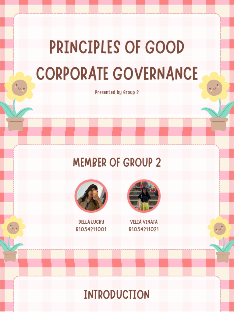 Principles of Good Corporate Governance | PDF | Corporate Governance ...