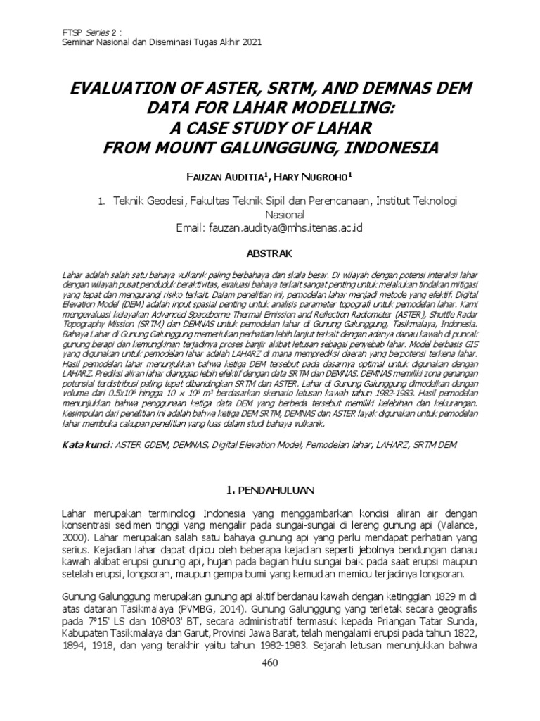 Evaluation of Aster, SRTM, and Demnas Dem Data For Lahar Modelling: A Case Study of Lahar From ...