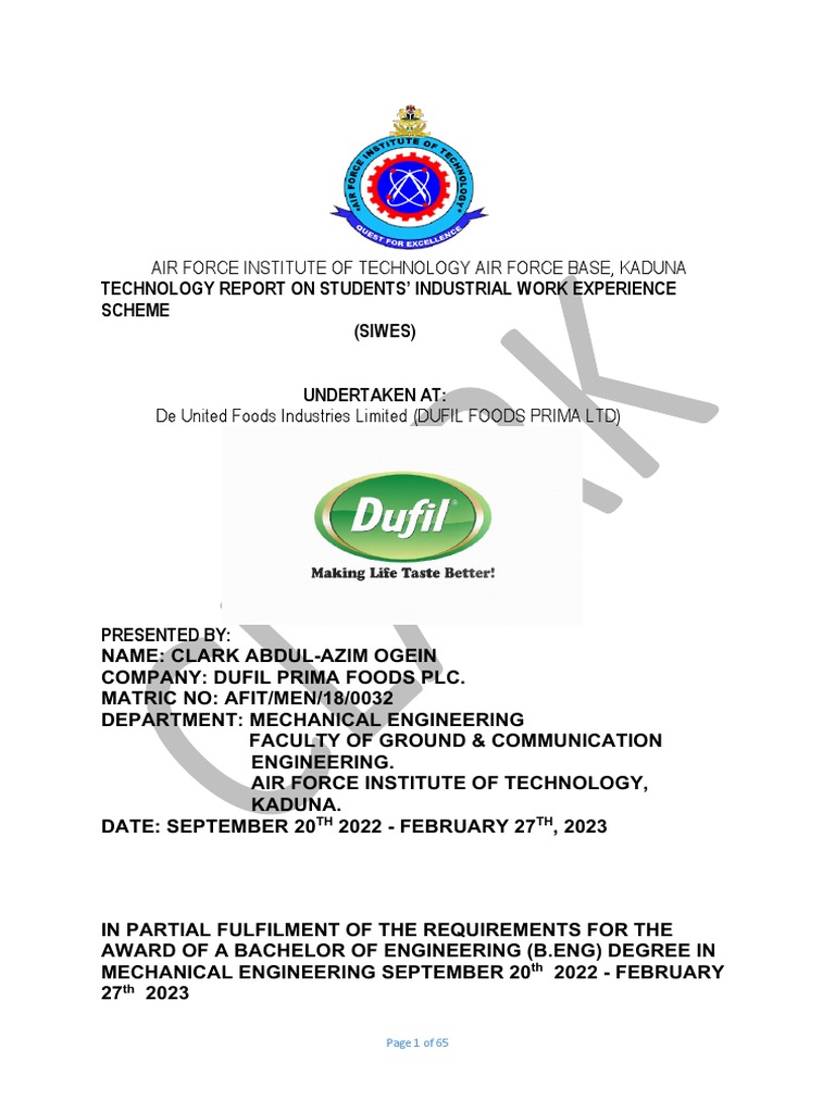 Air Force Institute of Technology Air Force Base, Kaduna: TH TH | PDF ...