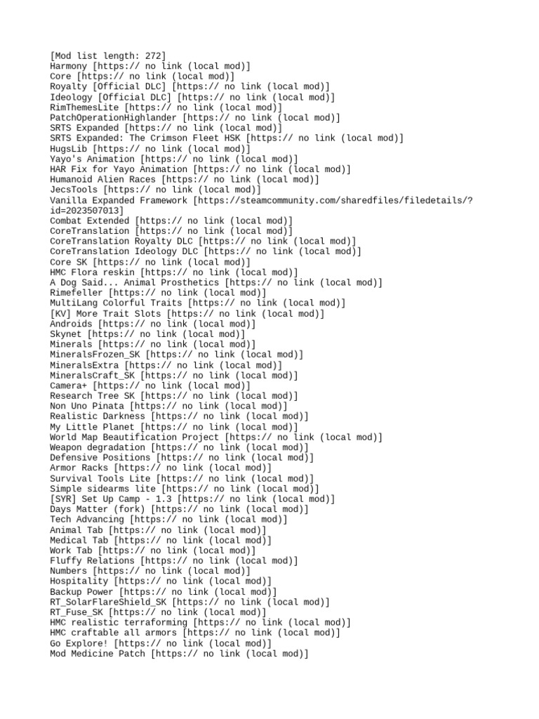 Rimworld HSK Modlist | PDF