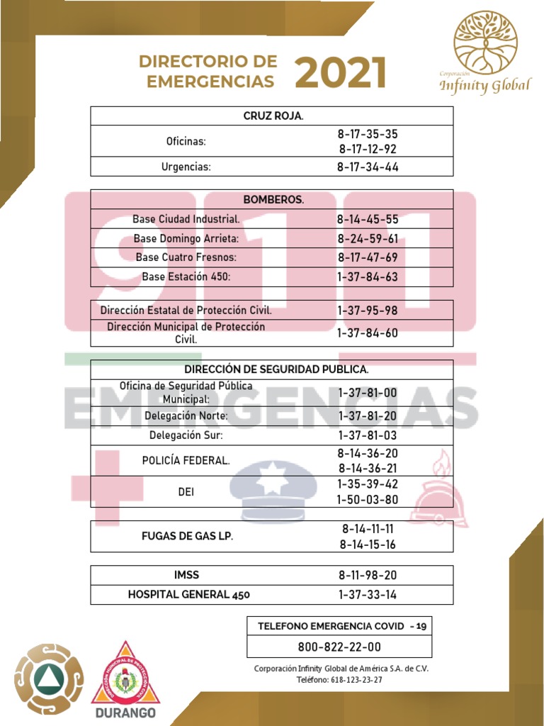 Directorio de Emergencias: Infinity Global | PDF