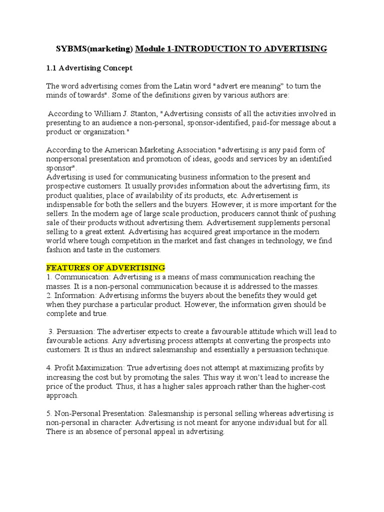 Introduction to Advertising Concepts | PDF | Advertising | Brand